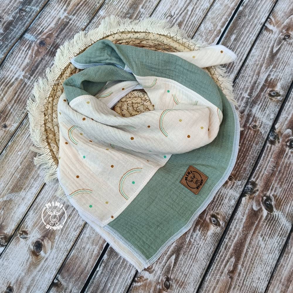 Musselin Tuch bis 3 Jahre Regenbögen auf mint zum Binden