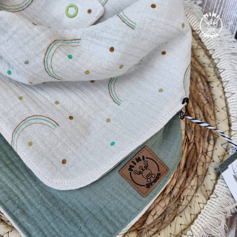 Musselin Halstuch Regenbogen auf mint bis 3 Jahre Musselintuch mit ...