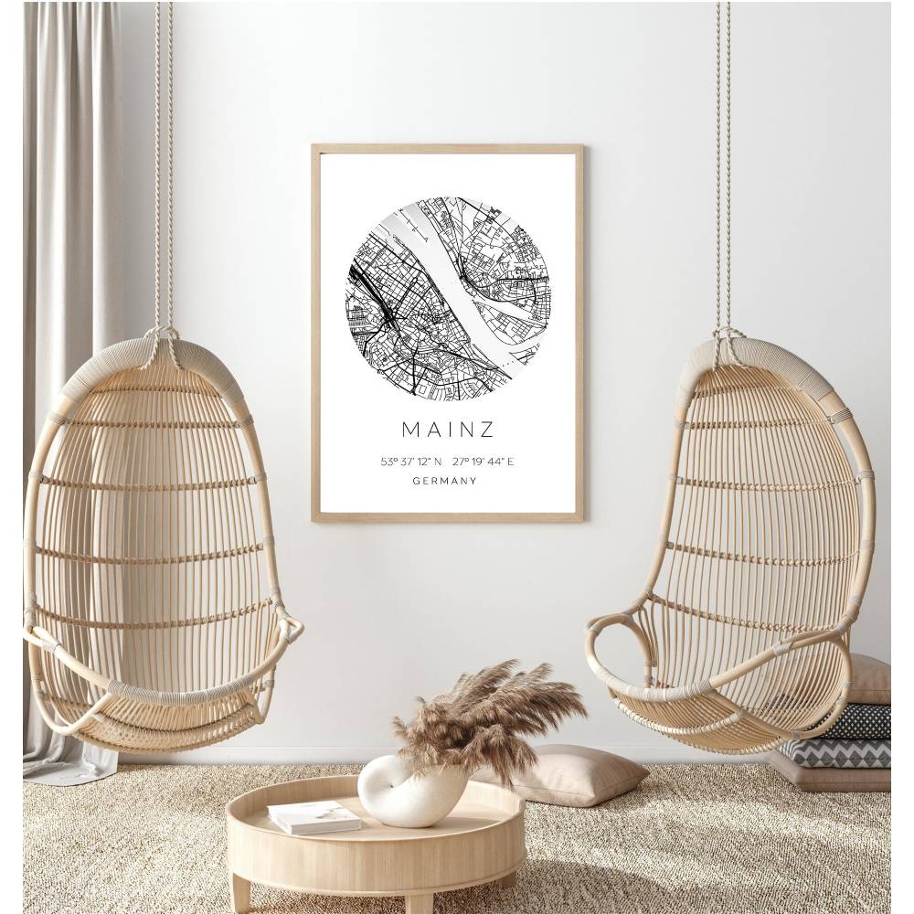 Poster MAINZ STADTPLAN mit Koordinaten | Heimatstadt
