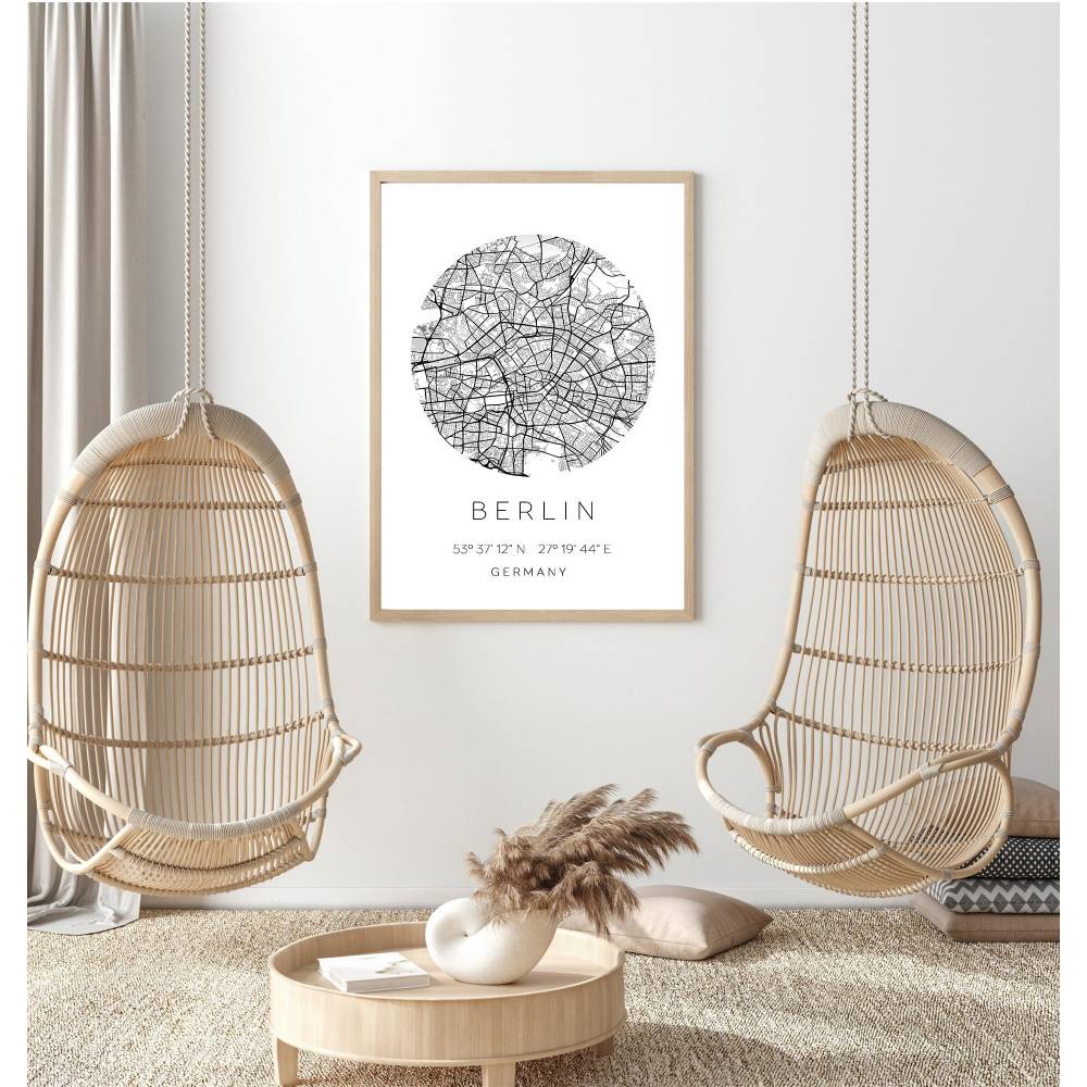 Poster BERLIN STADTPLAN mit Koordinaten | Heimatstadt
