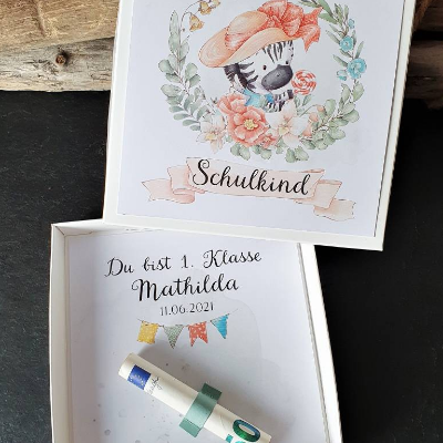 Geschenk Schulanfang, personalisierte Geschenkbox, Geldgeschenk Schulanfang Junge, Einschulung ...