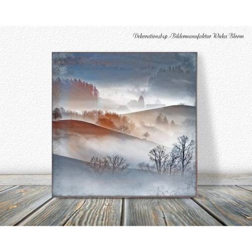 JUTE REH Waldtiere Wanddeko im Landhausstil auf Holz Leinwand