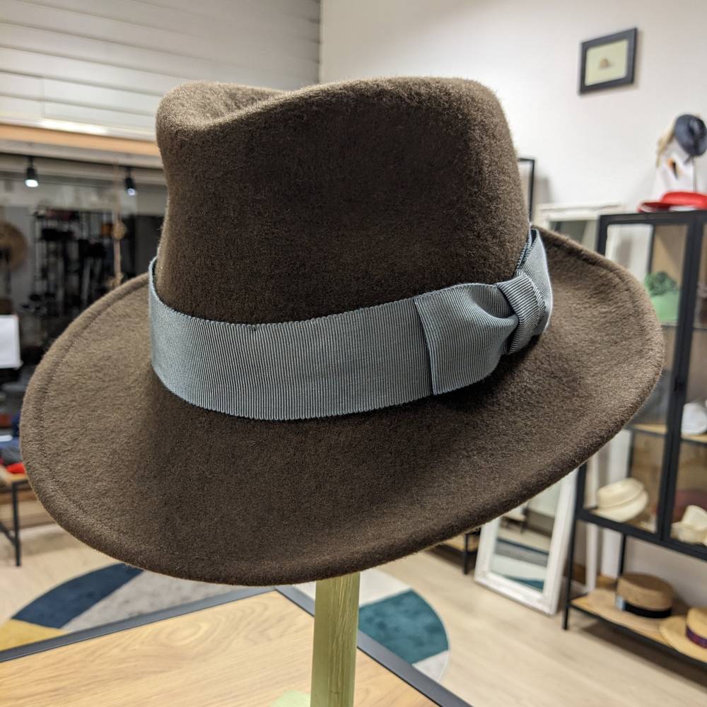 Filzhut Fedora Wollfilz Braun Grau Unisex