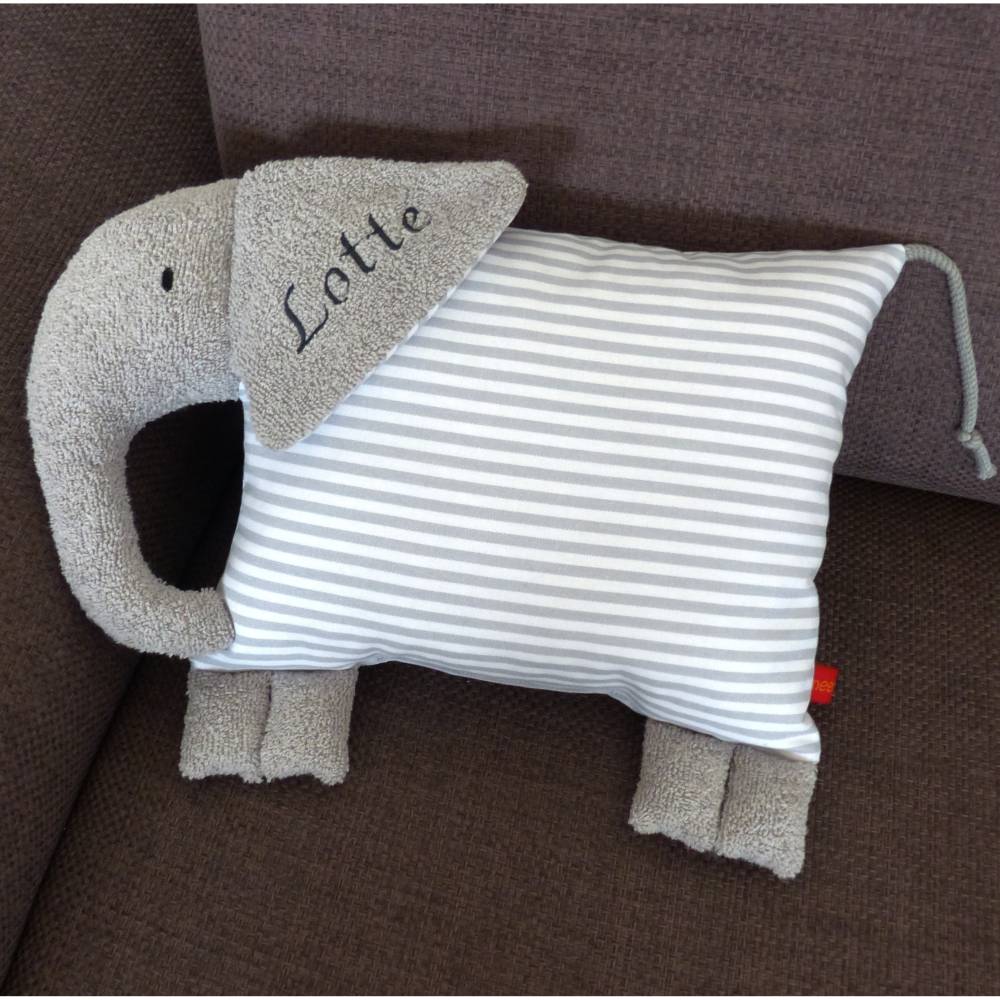 Kissen mit Namen Namenskissen Elefant Fridolin Geschenk zur