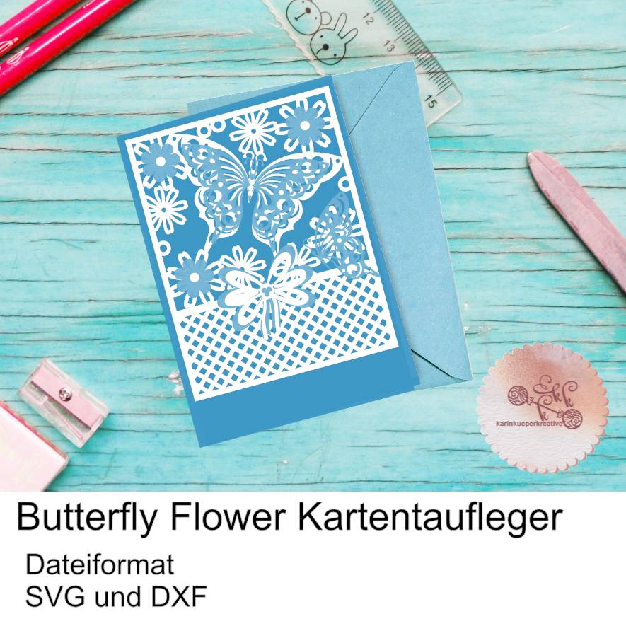 Plotterdatei Butterfly Flower Kartenaufleger