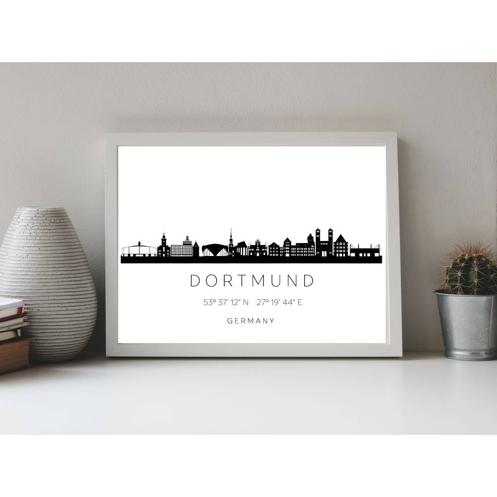 Poster DORTMUND SKYLINE mit Koordinaten | Heimat Stadt | Stadtposter ...