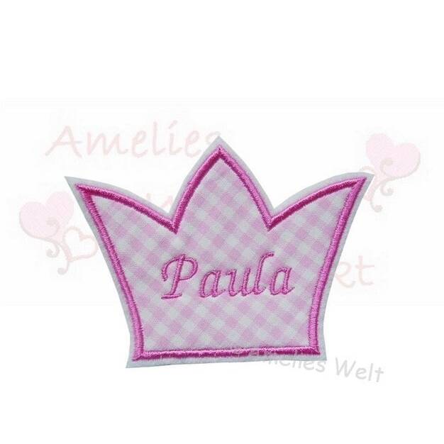 Krone mit Name Aufnäher Bügelbild Applikation Personalisiert